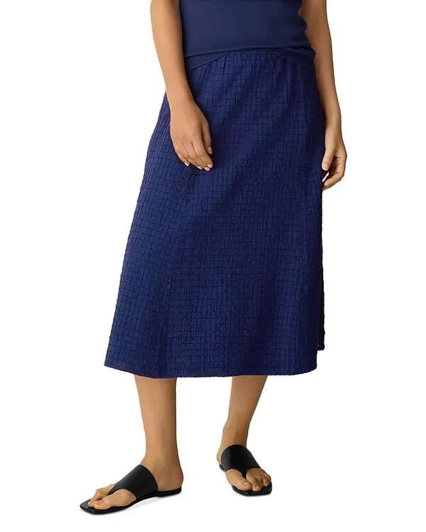 Eileen Fisher Cotton Voile Box Pleat Midi Skirt - Deep Dive