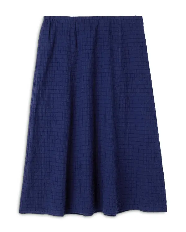 Eileen Fisher Cotton Voile Box Pleat Midi Skirt - Deep Dive