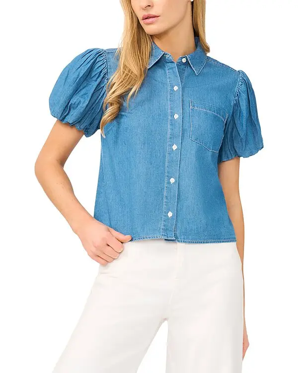 CECE DUPRAZ Puff Sleeve Denim Shirt