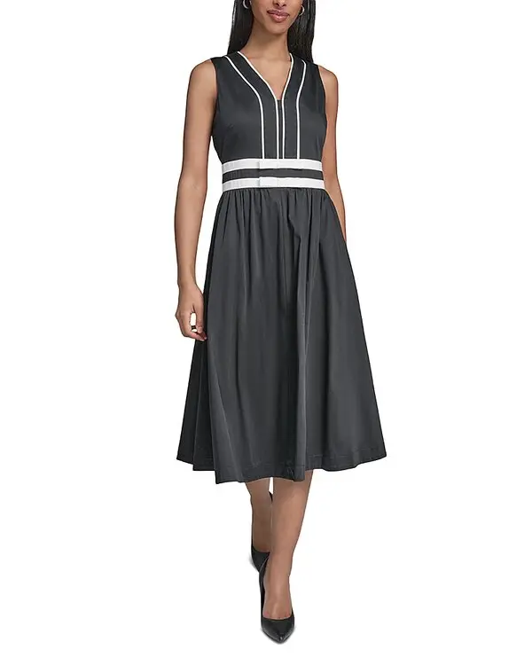 Karl Lagerfeld Paris Sleeveless Midi Dress With Bow Trim