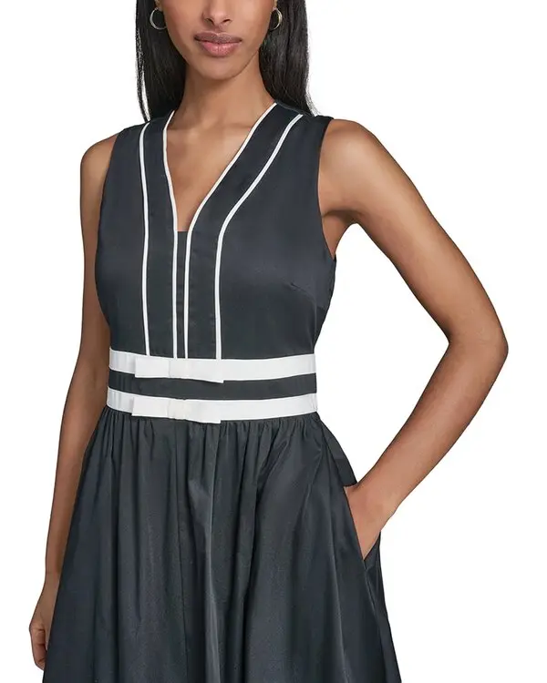 Karl Lagerfeld Paris Sleeveless Midi Dress With Bow Trim