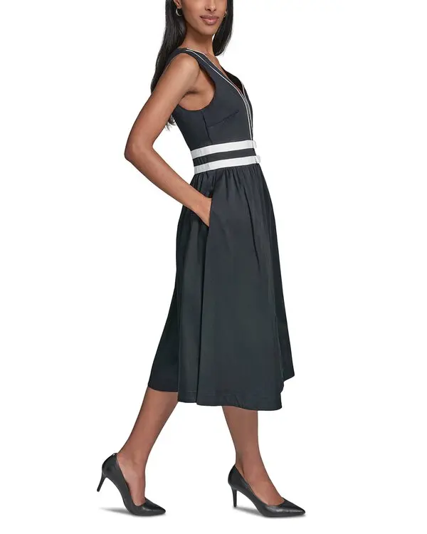Karl Lagerfeld Paris Sleeveless Midi Dress With Bow Trim