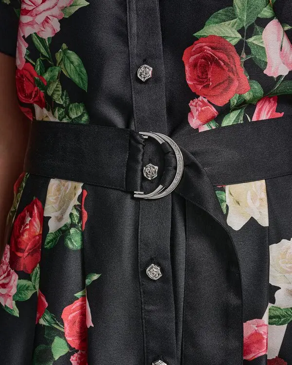 Karl Lagerfeld Paris Floral Print Belted Shirt Dress