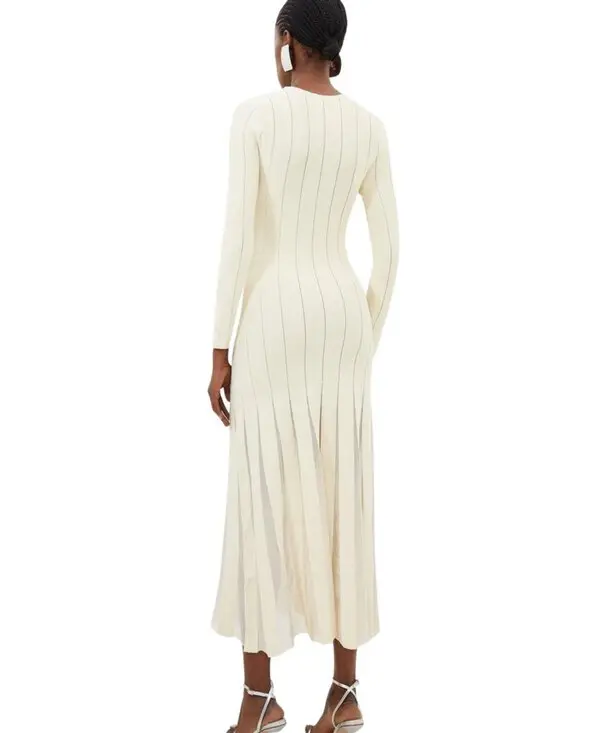 karen millen white pleated dress Ivory Tailored Crepe Pleated Tab Detail Sleeveless Midaxi Dress