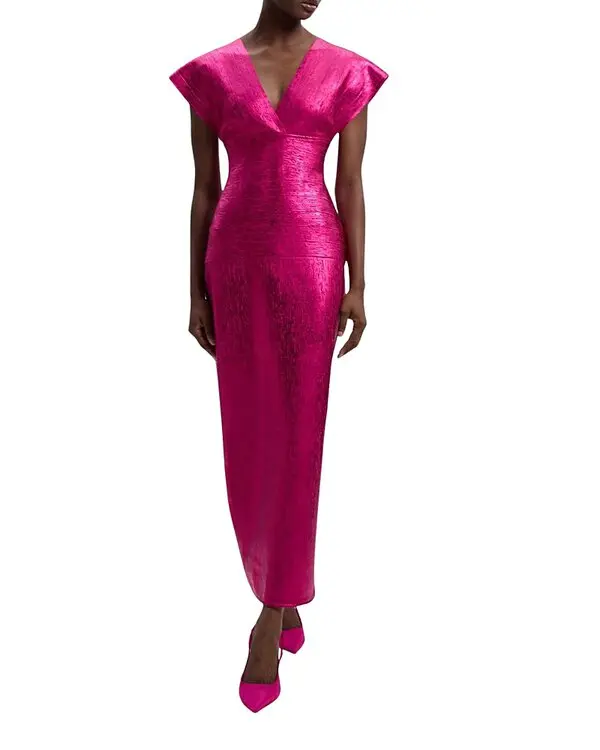 Karen Millen Deep V-neck Angel Sleeve Maxi Dress