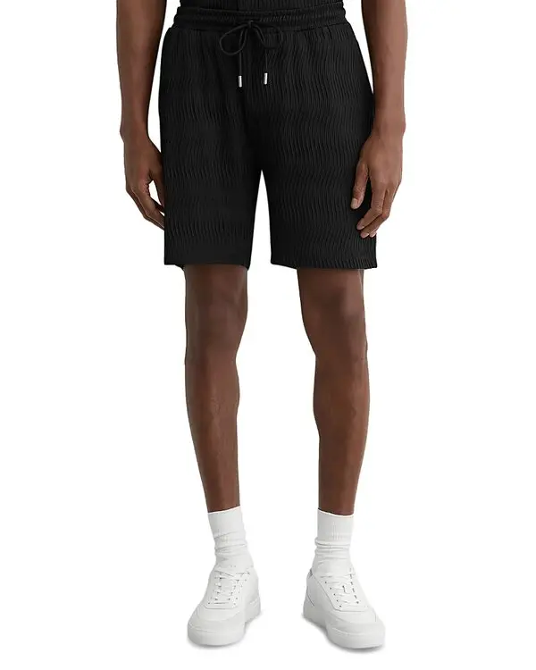 REISS Textured Drawstring 7.5 Shorts - Black