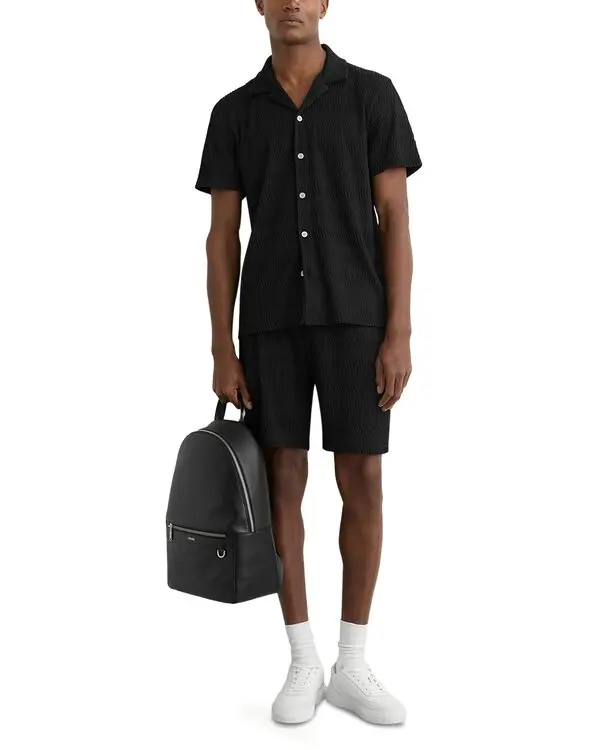 REISS Textured Drawstring Shorts - Black
