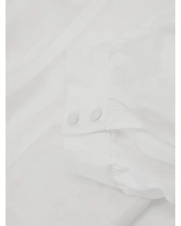 REISS Evie Linen Balloon Sleeve Top - Ivory