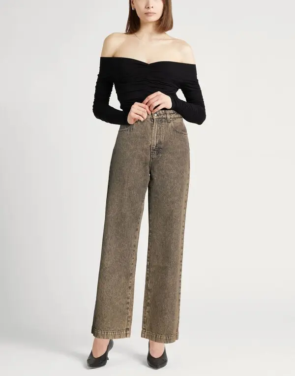 MOORER Wide-leg Jeans With High Waist And Colored Wash
