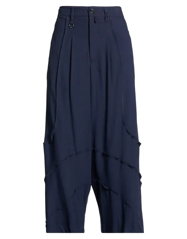 High Midnight Rayon And Virgin Wool Wide-leg Cropped Pants