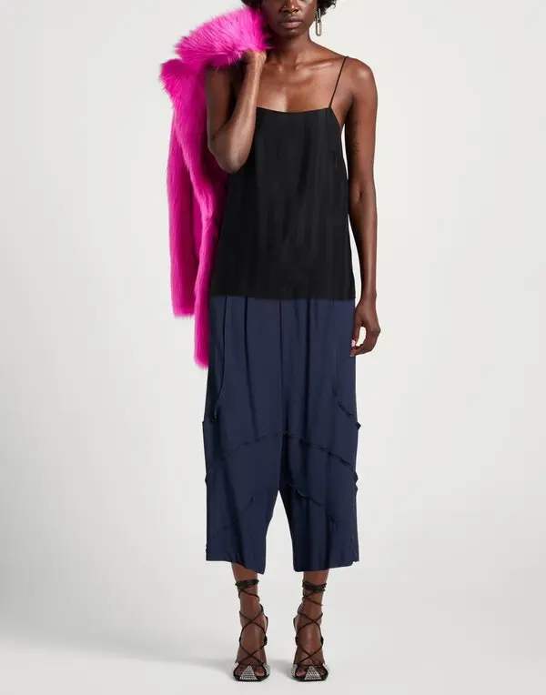 High Midnight Rayon And Virgin Wool Wide-leg Cropped Pants