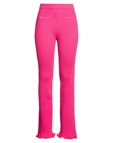 Rabanne Cotton Blend Ribbed Knit High-waisted Pants - Fuchsia