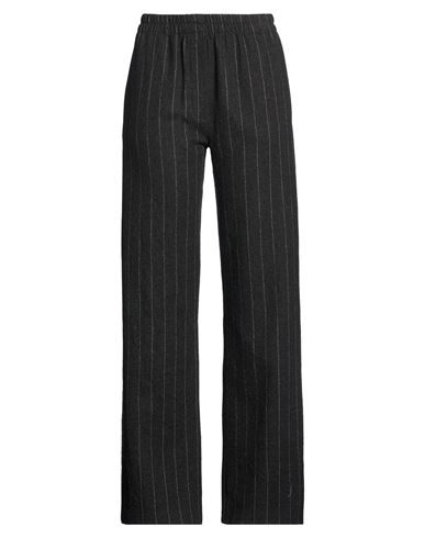 ALYSI Virgin Wool Pinstriped Wide-leg Pants - Charcoal