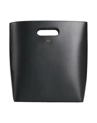 N°21 Leather Bucket Bag With Top Handles And Detachable Shoulder Strap - Black