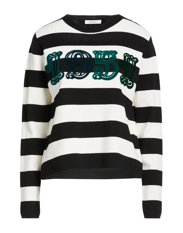 Max Mara Striped Wool Sweater With Velvet Trims