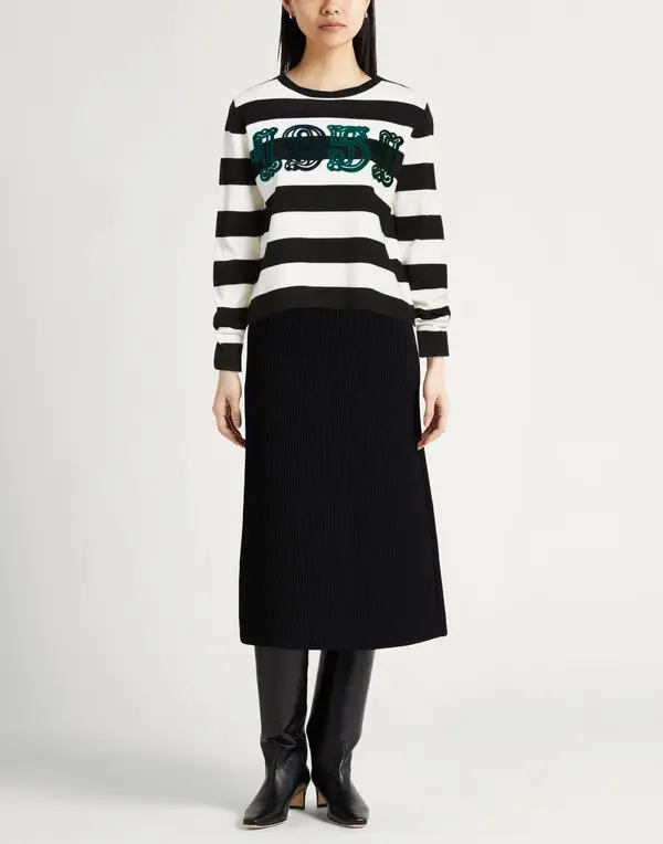 Max Mara Striped Wool Sweater With Velvet Trims