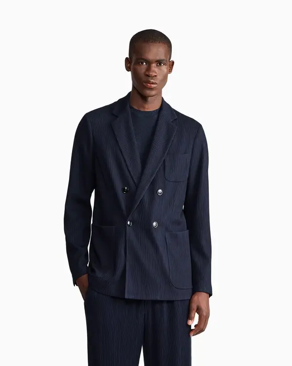Giorgio Armani Blazer Regular Fit In Seersucker Jersey