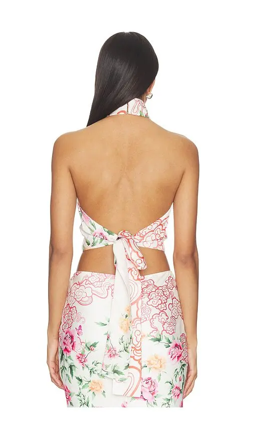 SAU LEE Fiora Halter Top With Floral Print