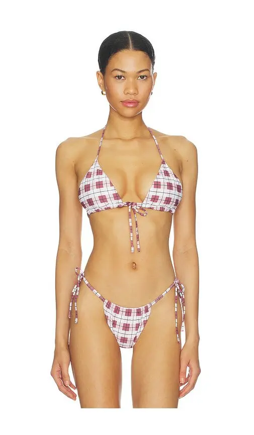 MONTCE Emma Bikini Top - Maroon Plaid