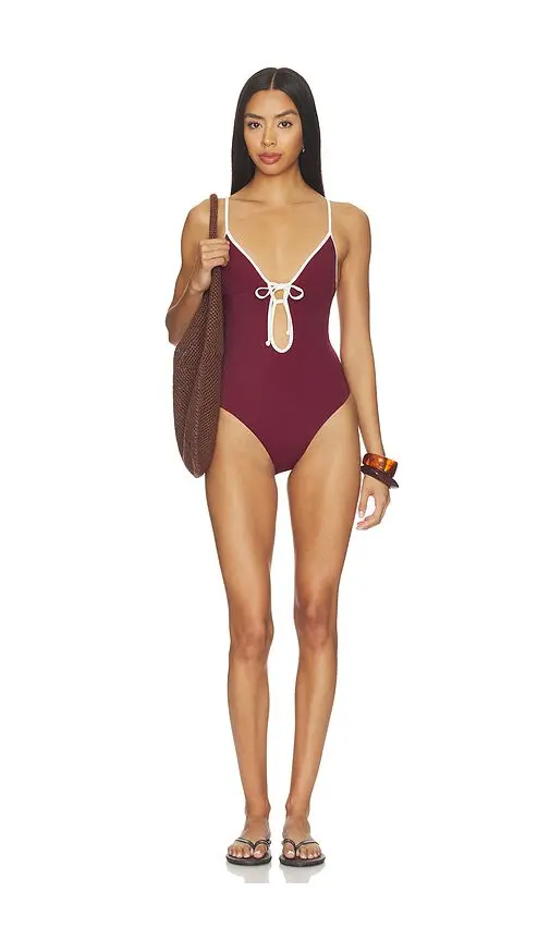 Onia Soleil One Piece - Dark Cherry & White
