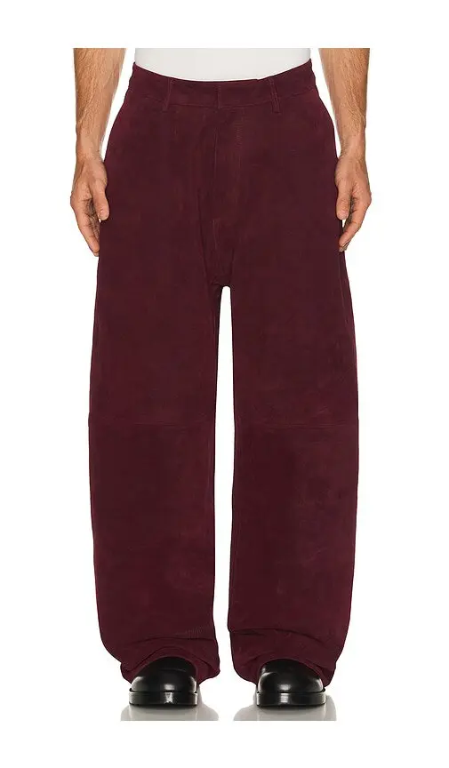 424 Daddy Corduroy Leather Trouser In Burgundy - Pigeon Blood