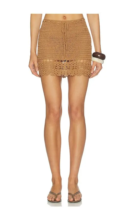 MORE TO COME Elliana Crochet Mini Skirt - Tan