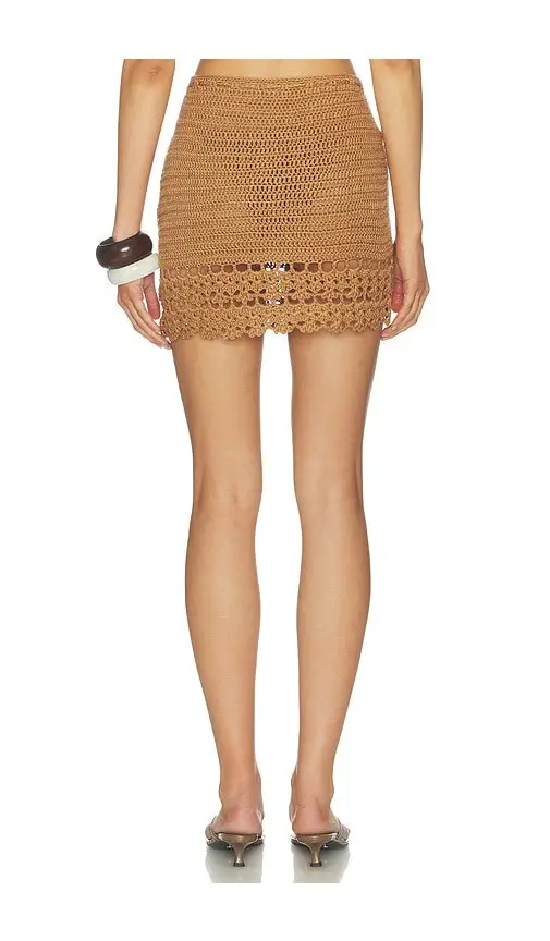 MORE TO COME Elliana Crochet Mini Skirt - Tan