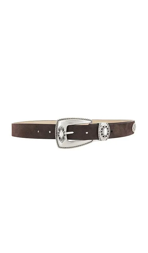 PETIT MOMENTS Spur Belt In Suede With Silver-tone Hardware - Dark Brown Suede & Silver
