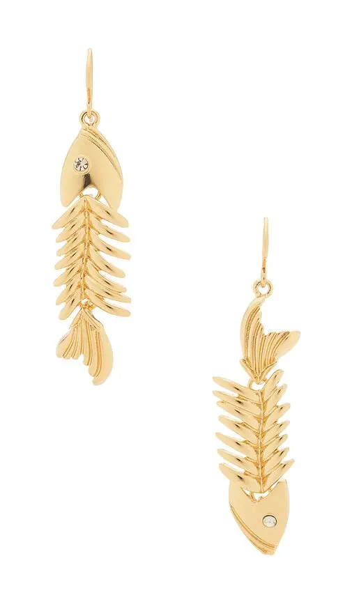 PETIT MOMENTS Fishbone Drop Earrings - Gold
