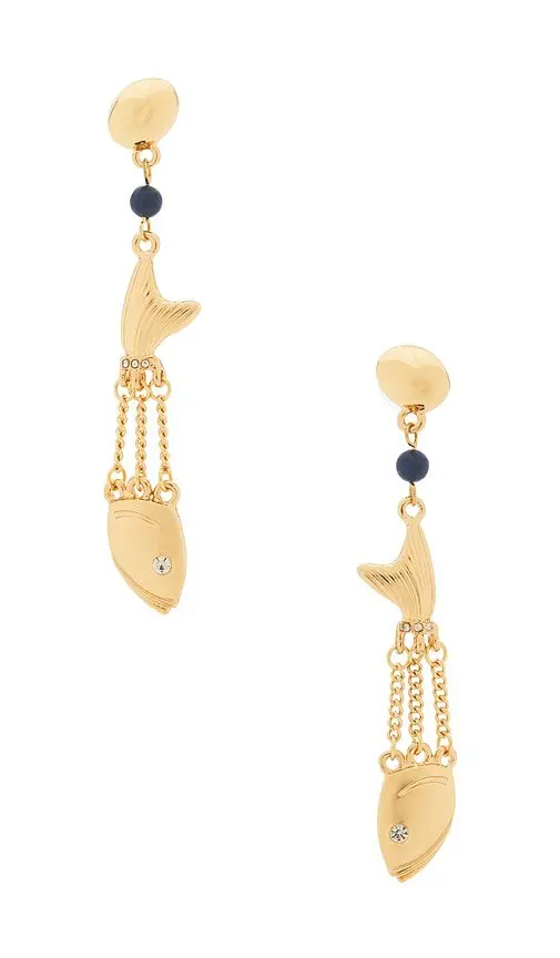PETIT MOMENTS Fish Chain Dangle Earrings In Tone - Gold