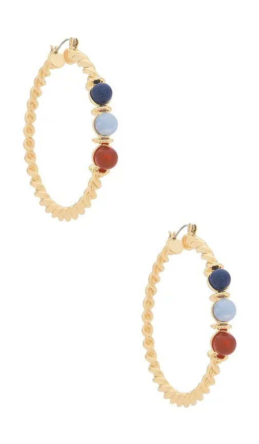 PETIT MOMENTS Nautical Hoop Earrings With Stone Embellishments - Gold