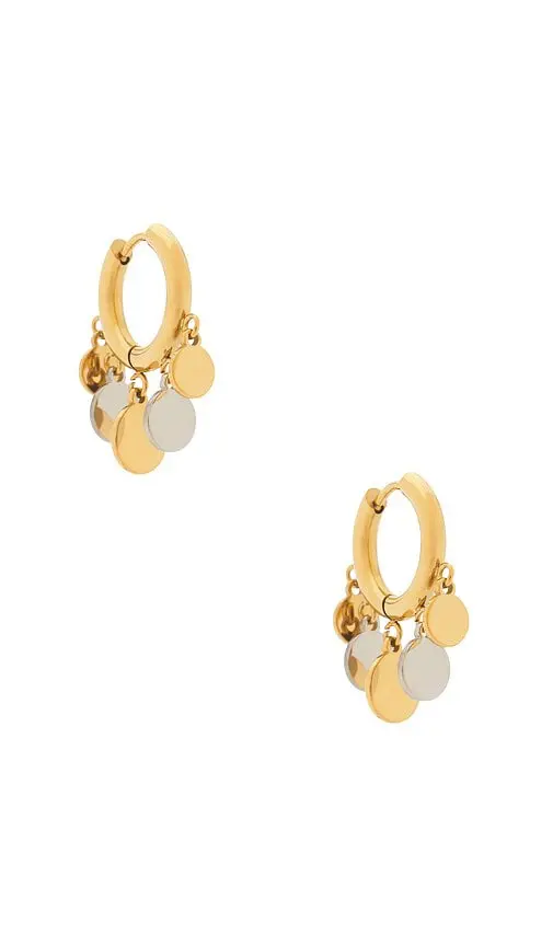 PETIT MOMENTS Coin Charm Hoop Earrings - Waterproof & Gold