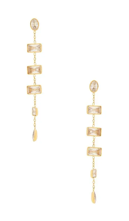 PETIT MOMENTS Baguette Stone Drop Earrings - Waterproof & Gold