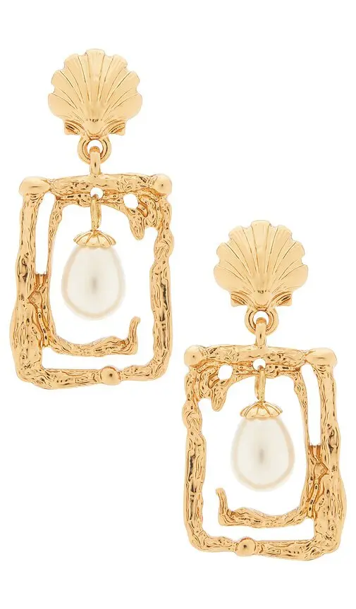 PETIT MOMENTS Castaway Dangle Earrings With Faux Pearl Detail - Gold