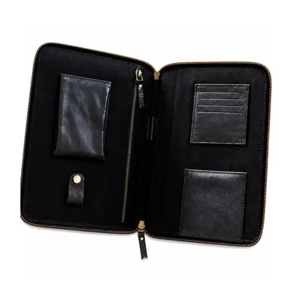 VIDA VIDA Leather Travel Organiser Ipad Size - Black