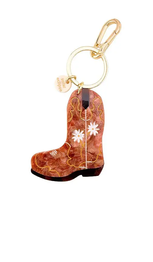 SOLAR ECLIPSE Hand-painted Daisy Cowboy Boot Bag Charm And Keychain - N,a