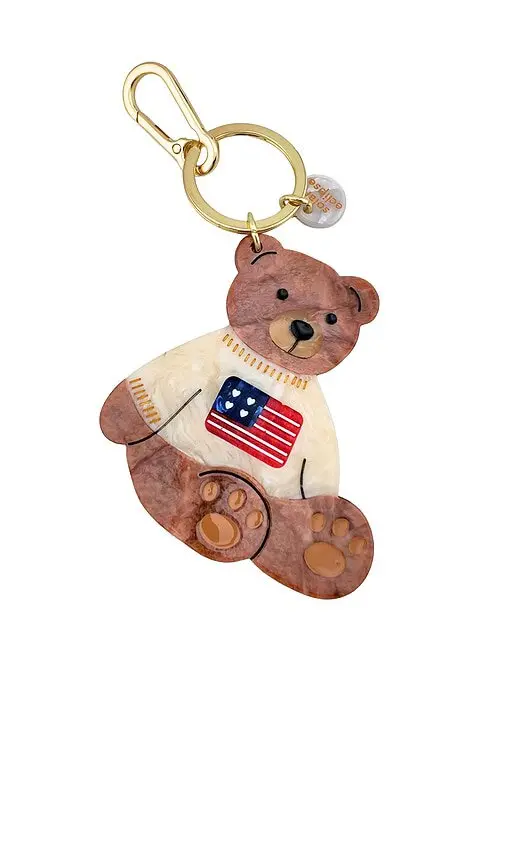 SOLAR ECLIPSE Hand-painted Americana Teddy Bear Bag Charm & Keychain - N,a
