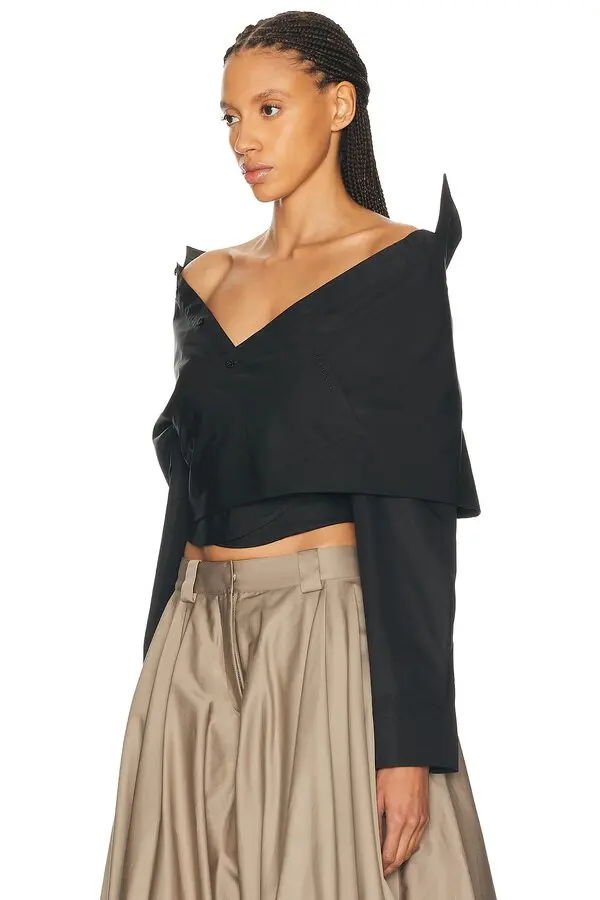 Balenciaga Off The Shoulder Shirt With Attached Waist Tie