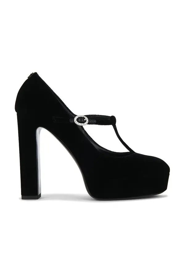JIMMY CHOO Marene Mary Jane Velvet Platform Block Heel Pumps
