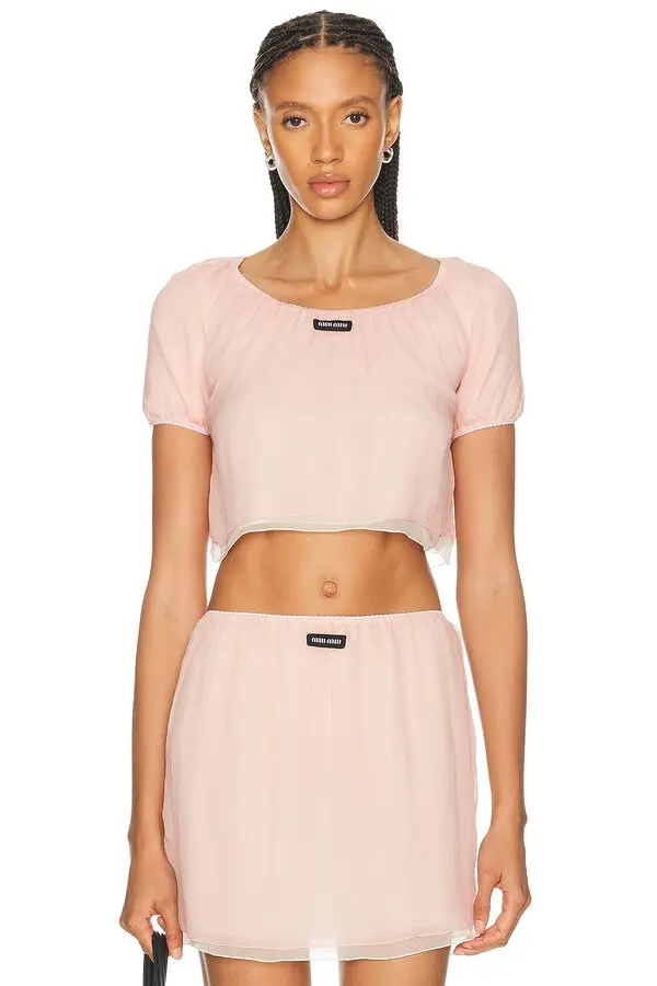 Miu Miu Cropped Chiffon Top