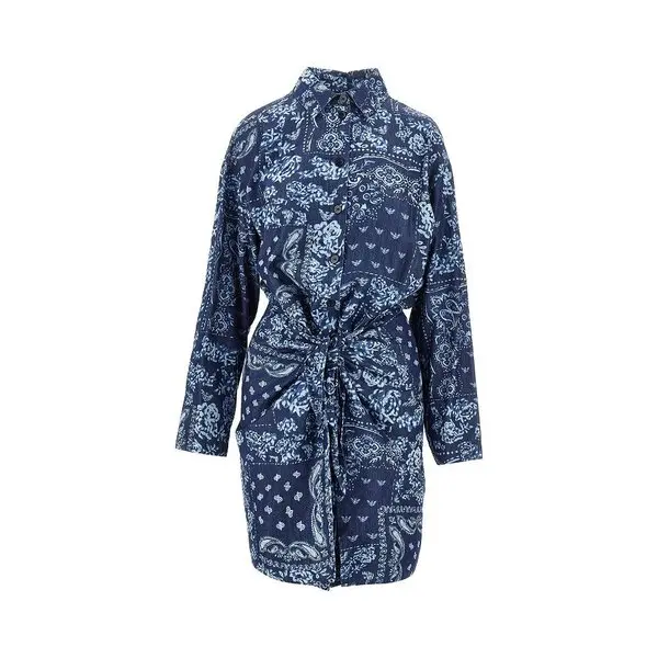 Emporio Armani Bandana Print Chambray Shirt Dress - Blue