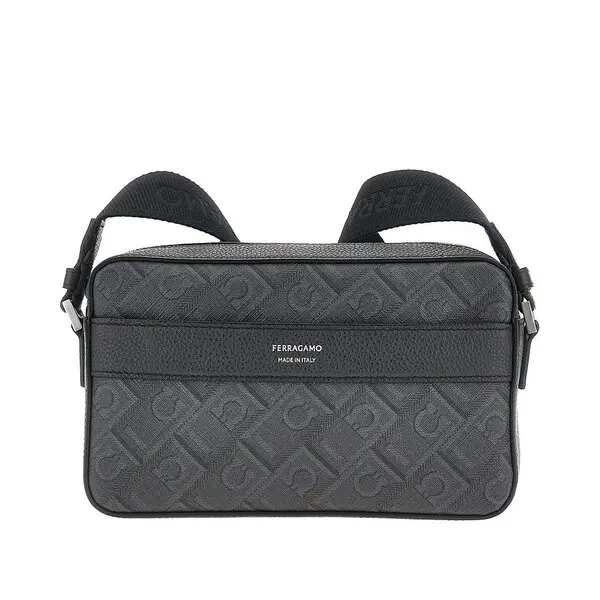 FERRAGAMO Monogram Crossbody Bag - Black