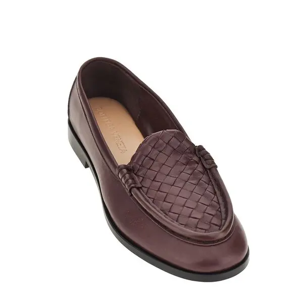 Bottega Veneta Silenzio Nappa Leather Loafers With Intrecciato Detail - Red