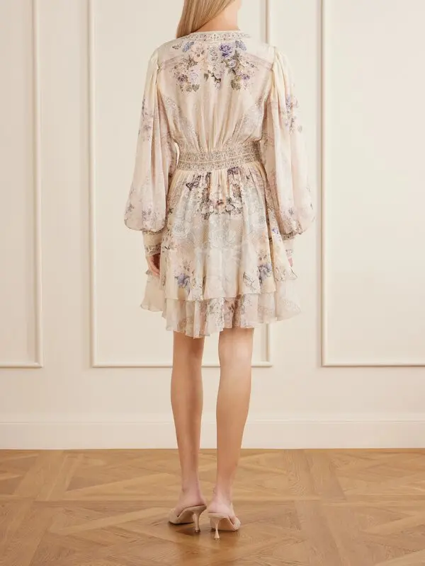Camilla Printed Embellished Silk-chiffon Midi Dress