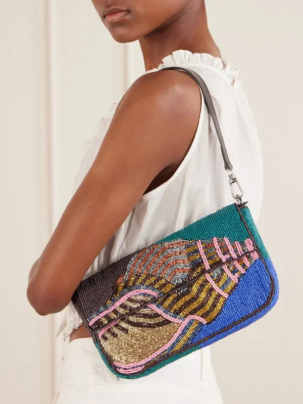 Staud Timmy Beaded Shoulder Bag - Blue