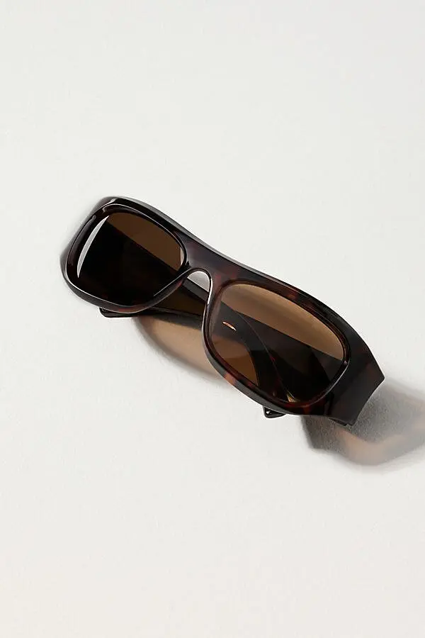 Anthropologie Curved Rectangle Sunglasses - Tortoise