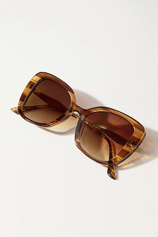 Anthropologie Oversized Square Sunglasses - Brown Pattern
