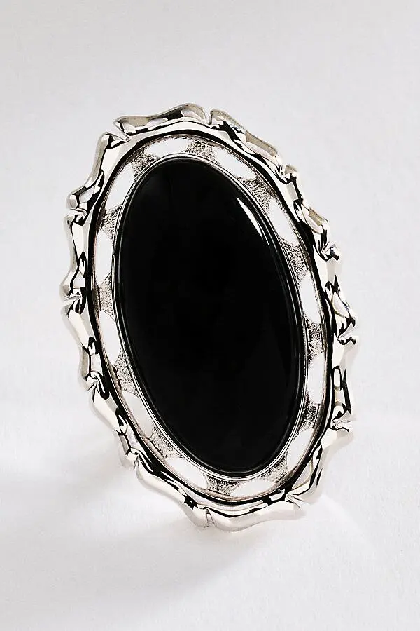 ZEPPELIN THE LABEL Fortuna Earrings In 18k -plated Brass With Onyx - Silver