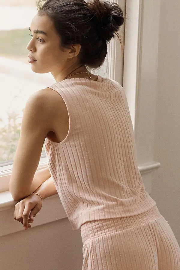 Z Supply Ribbed Texture Tank Top - Peach