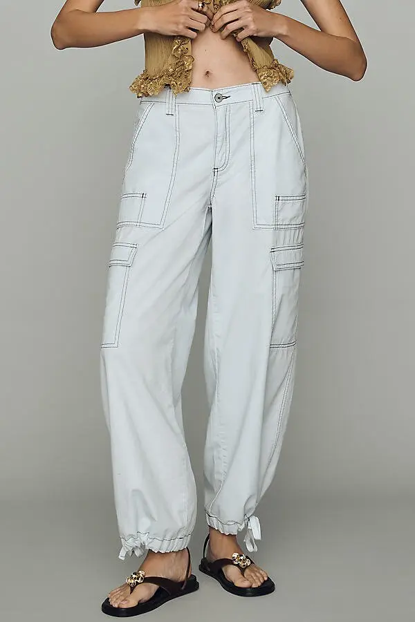 Anthropologie High-rise Wide-leg Cargo Pants - Skywriting